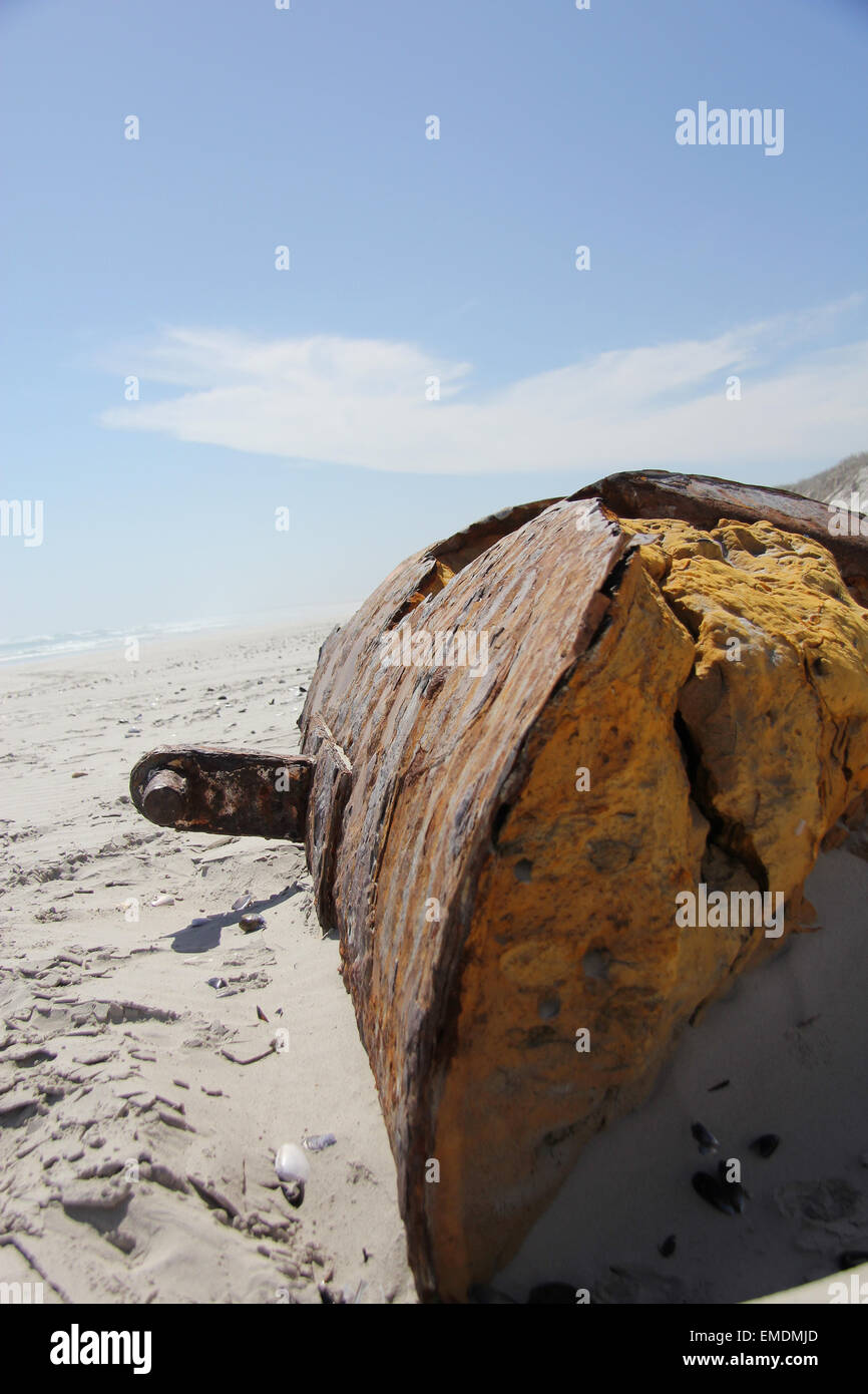 Rusted barrel on beach Stock Photo - Alamy