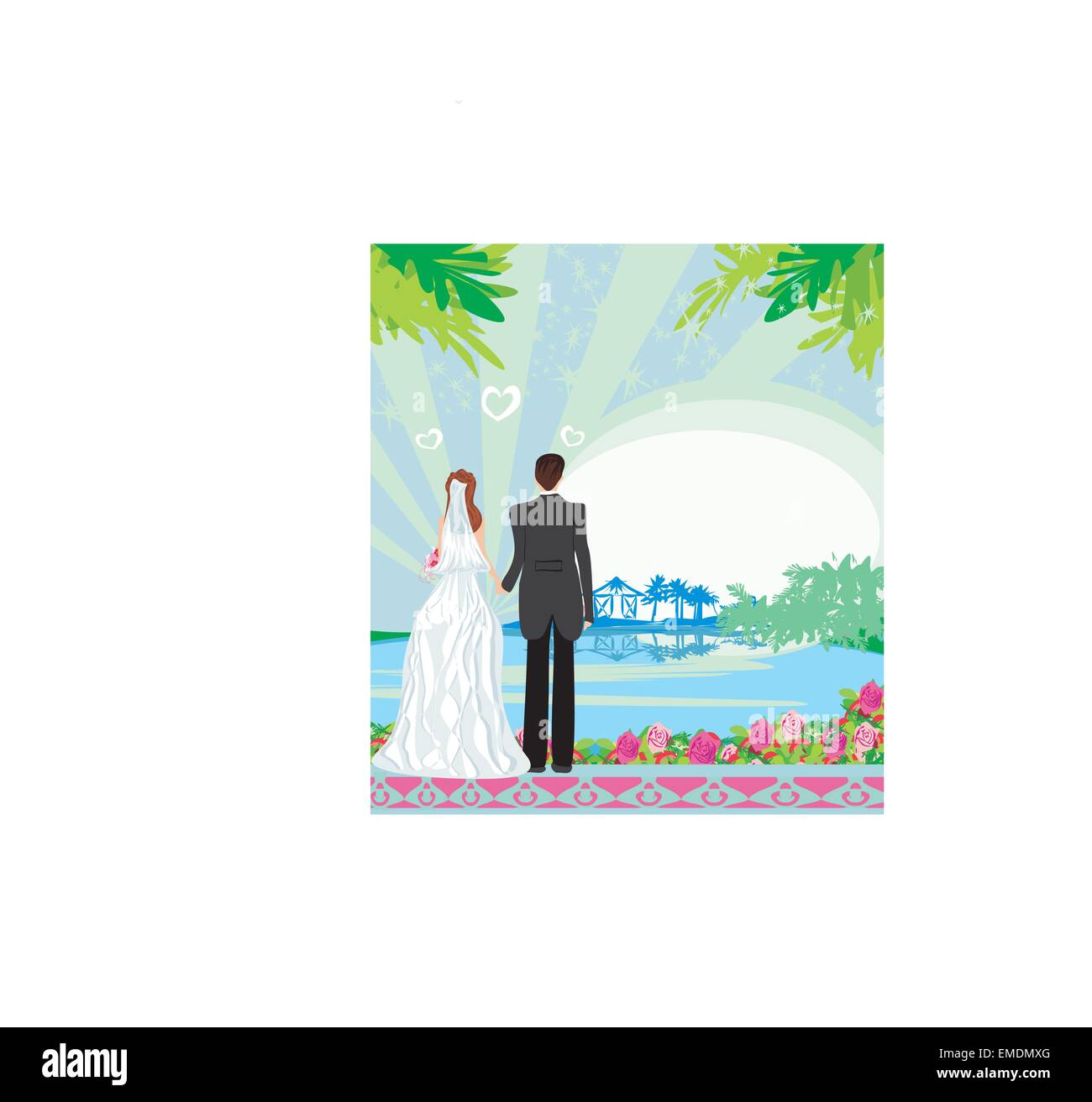 Honeymoon couple travel in Stock Vector Images - Alamy