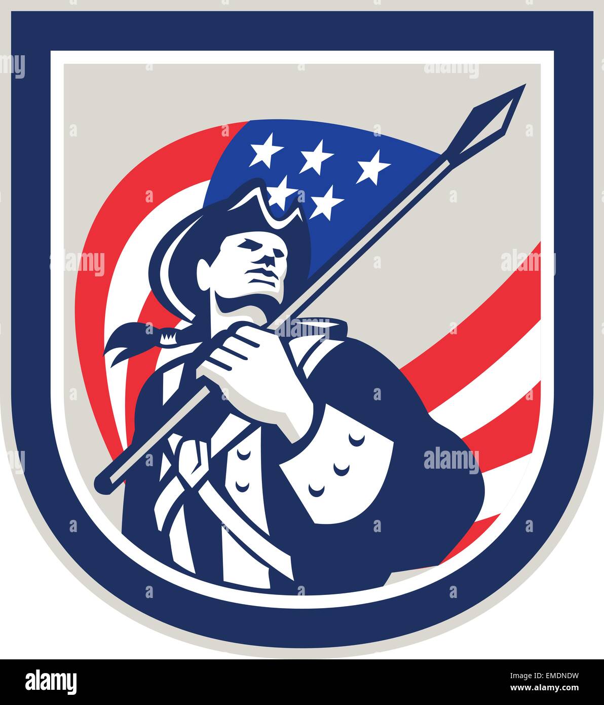 American Patriot Holding USA Flag Look Up Crest Stock Vector Image ...