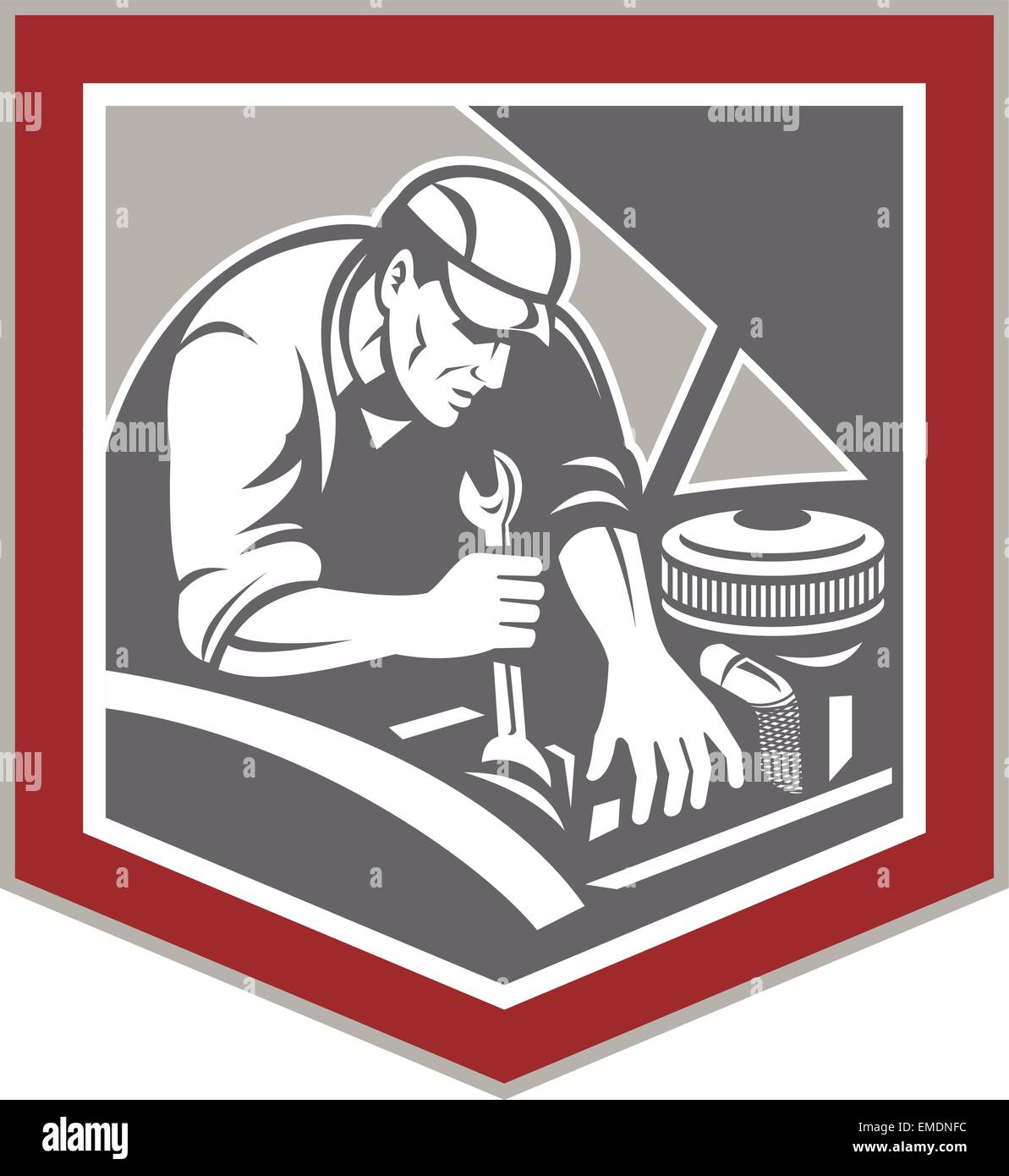 Car Mechanic Repair Automobile Shield Retro Stock Vector Image & Art ...