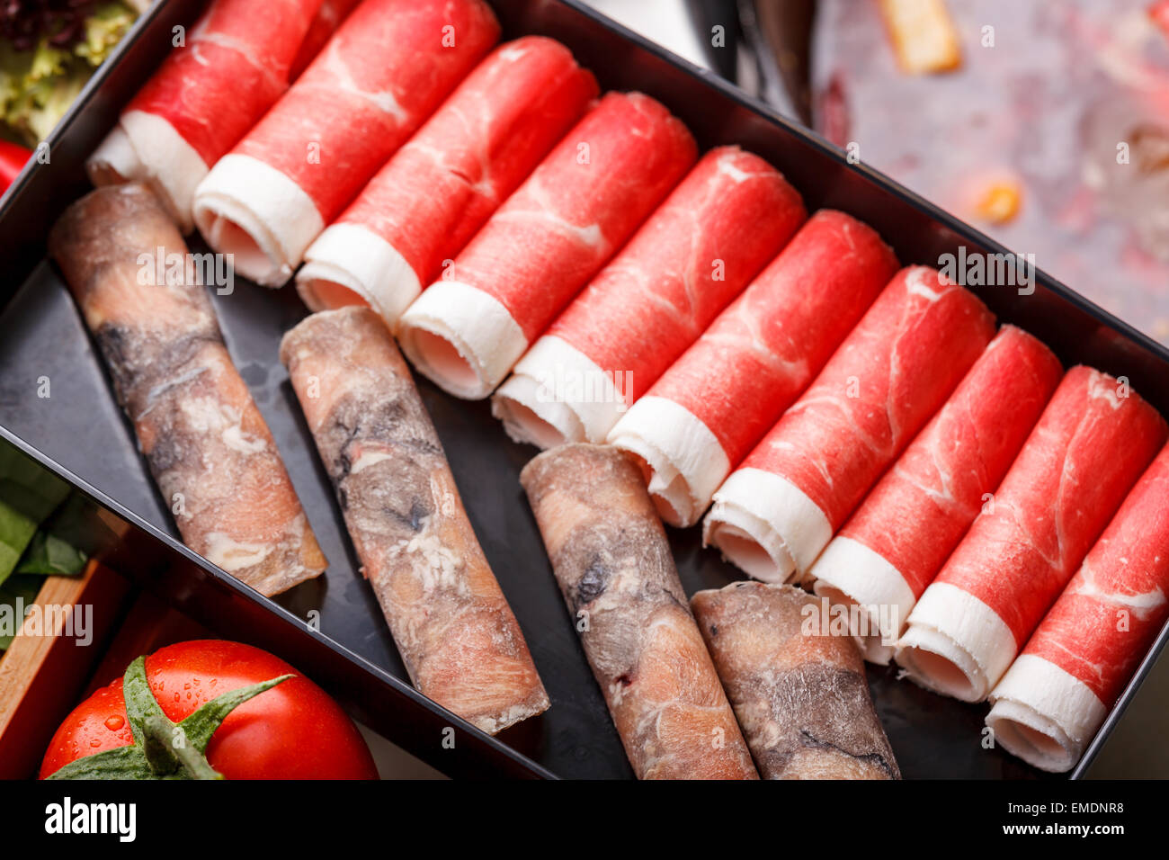 fresh mutton for hot pot,chinese food Stock Photo - Alamy
