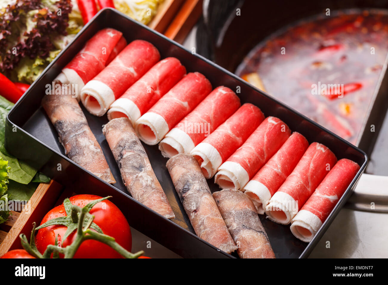 fresh mutton for hot pot,chinese food Stock Photo - Alamy