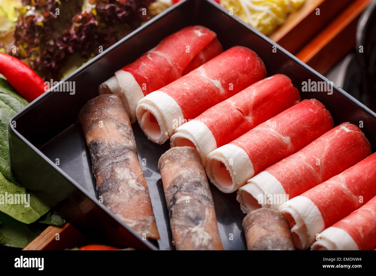 fresh mutton for hot pot,chinese food Stock Photo - Alamy