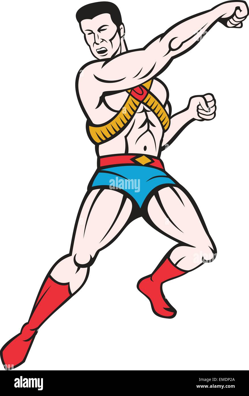 Superhero Punching Cartoon Stock Vector Image & Art - Alamy
