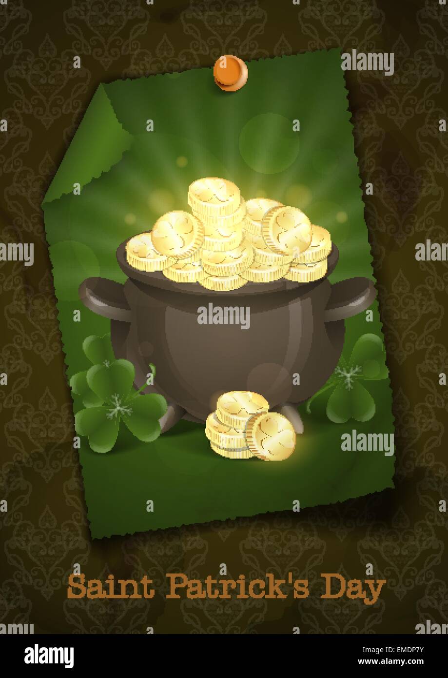 St. Patrick's Day. Pot Of Gold Stock Vector Image & Art - Alamy