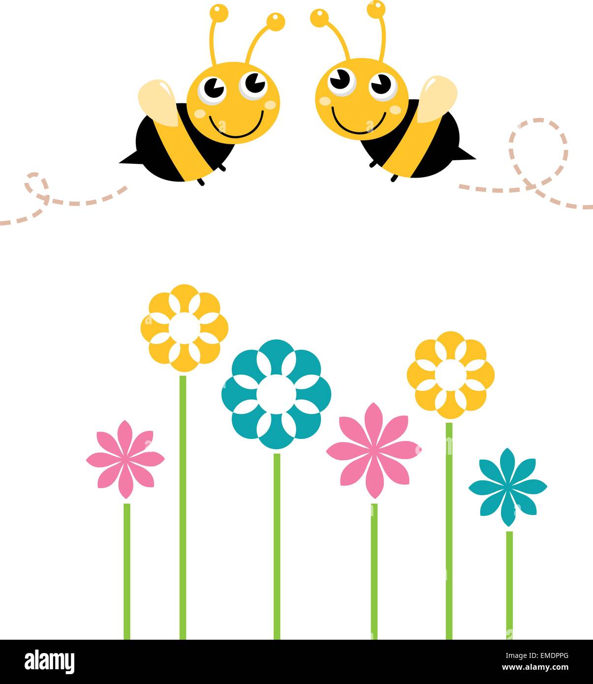 Flower bees flying on Stock Vector Images - Alamy