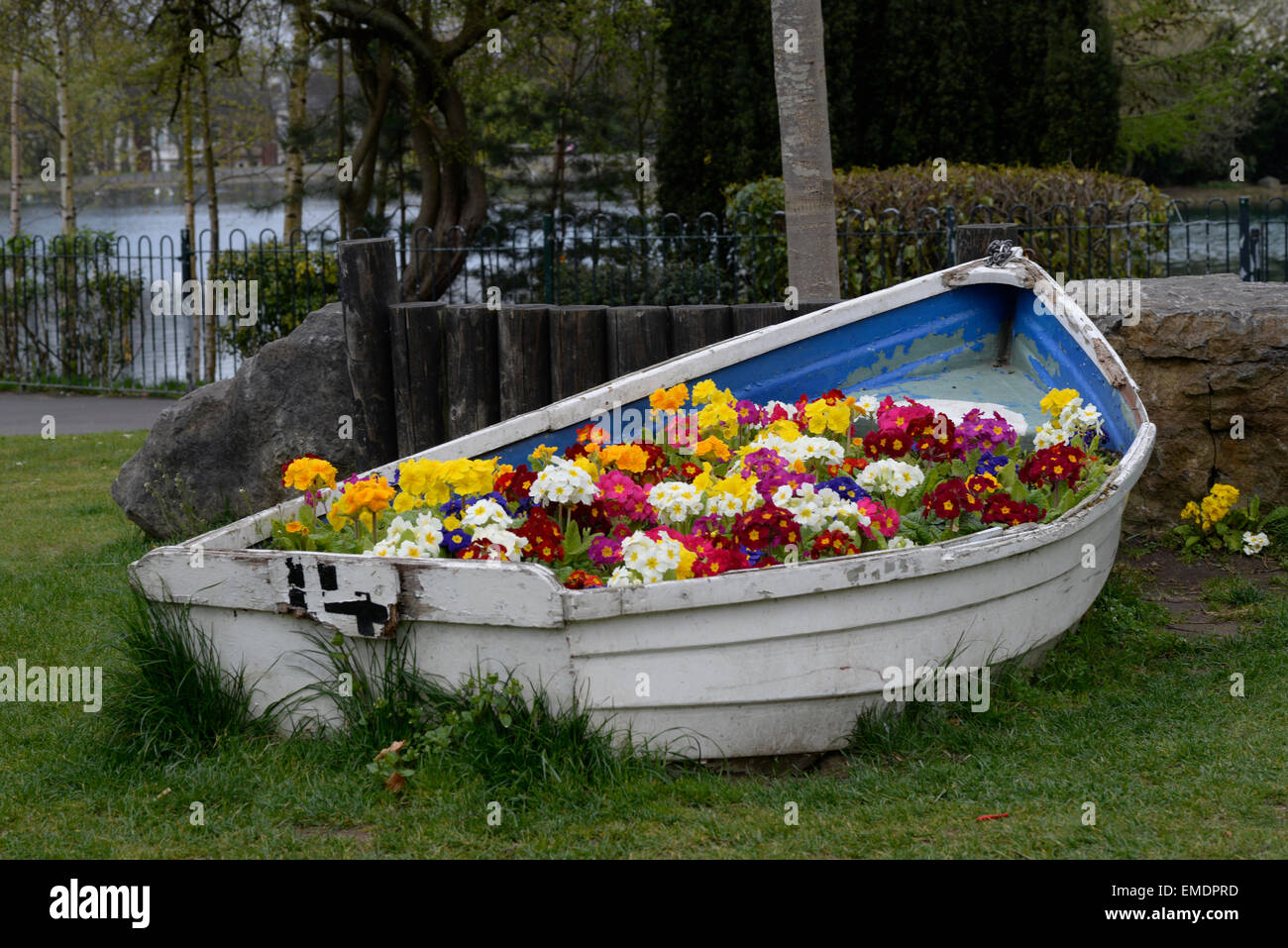flowers in a boat Stock Photo - Alamy