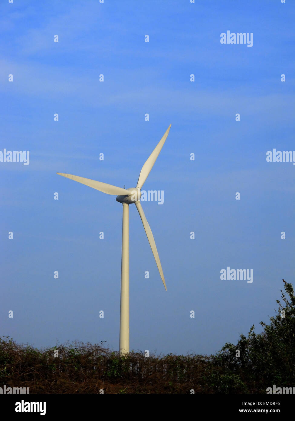 three propellers of a wind powered electricity generator Stock Photo ...
