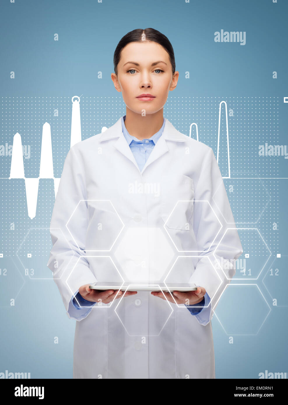 female doctor without stethoscope and tablet pc Stock Photo - Alamy