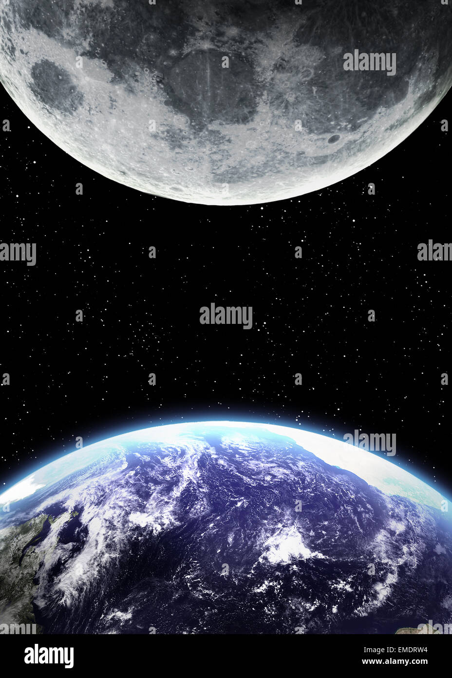 Earth and moon in space. Elements of this image furnished by NASA Stock ...