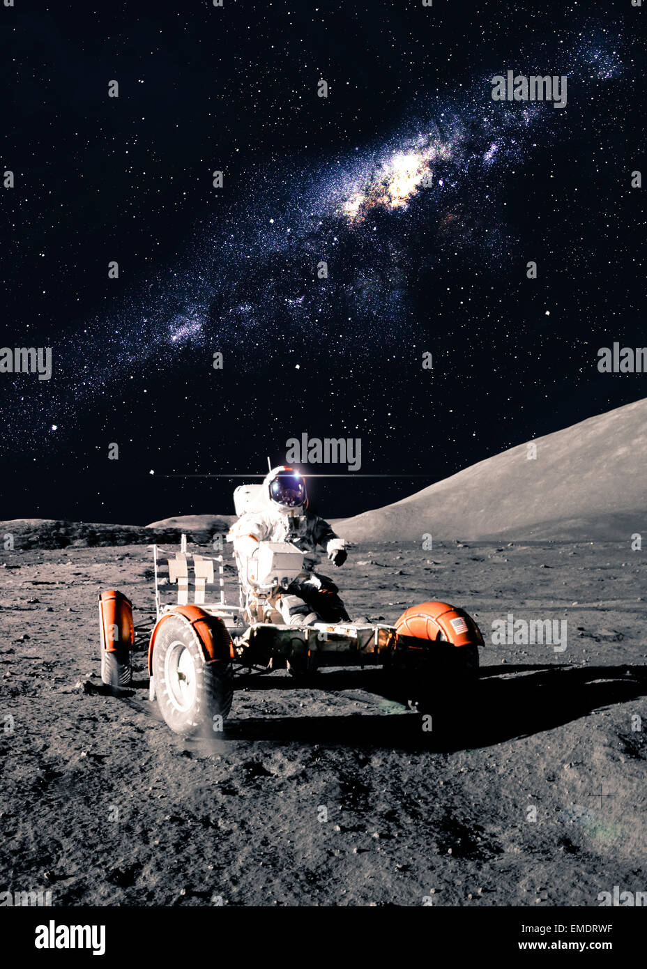 Astronaut Drives Rover. Elements of this image furnished by NASA Stock ...