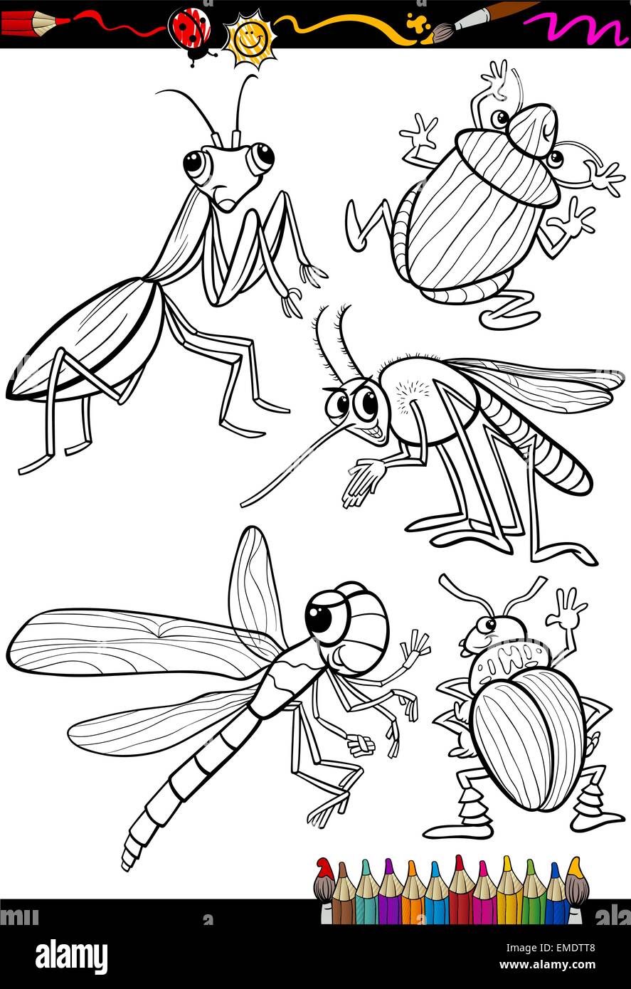 cartoon insects set for coloring book Stock Vector Image & Art - Alamy