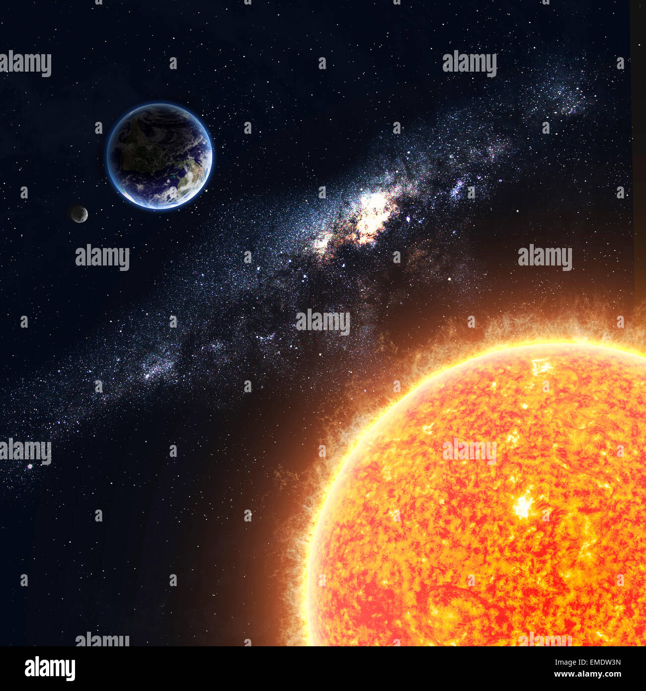Earth and Sun. Elements of this image furnished by NASA Stock Photo - Alamy