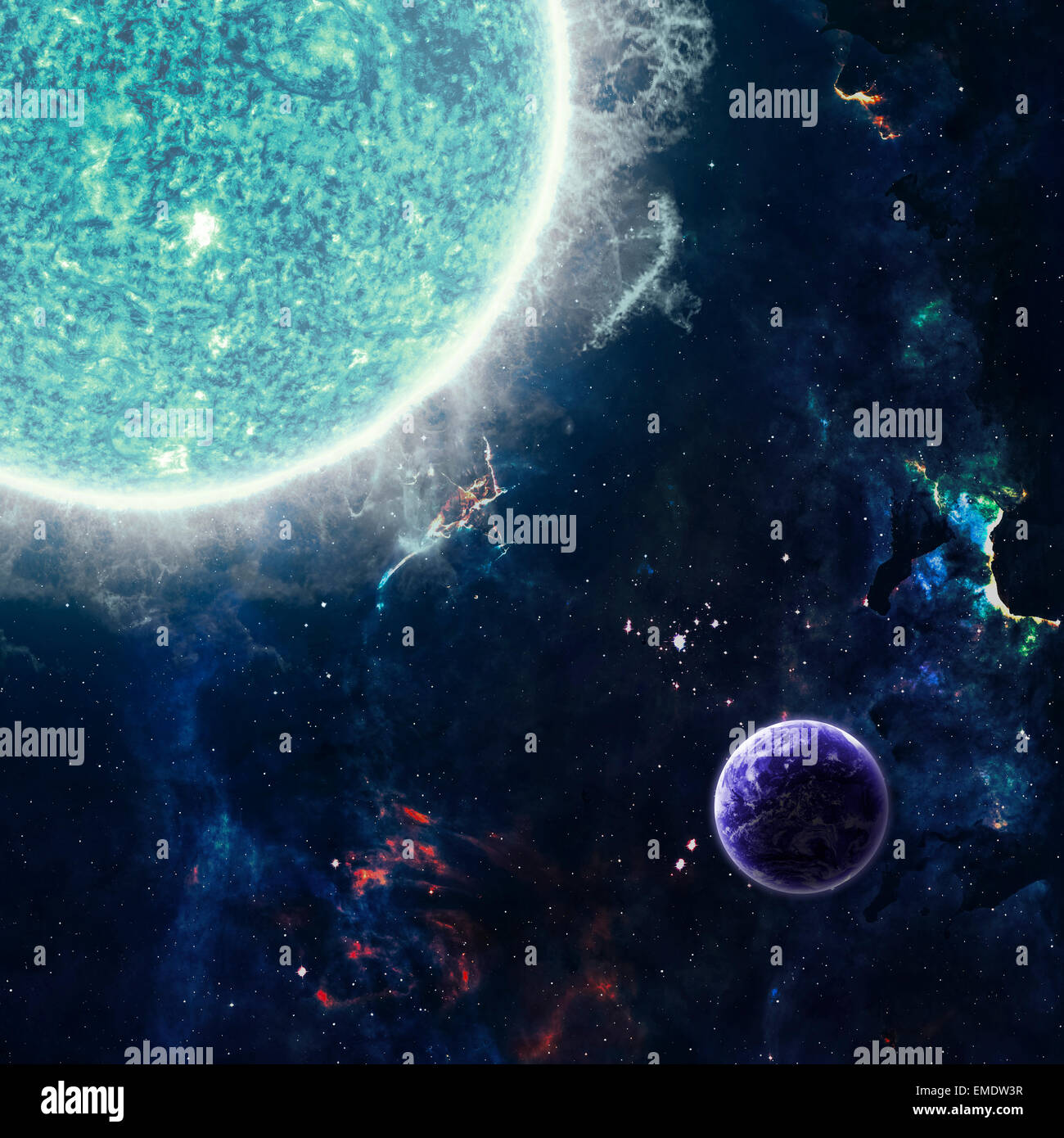 Earth and Sun. Elements of this image furnished by NASA Stock Photo - Alamy