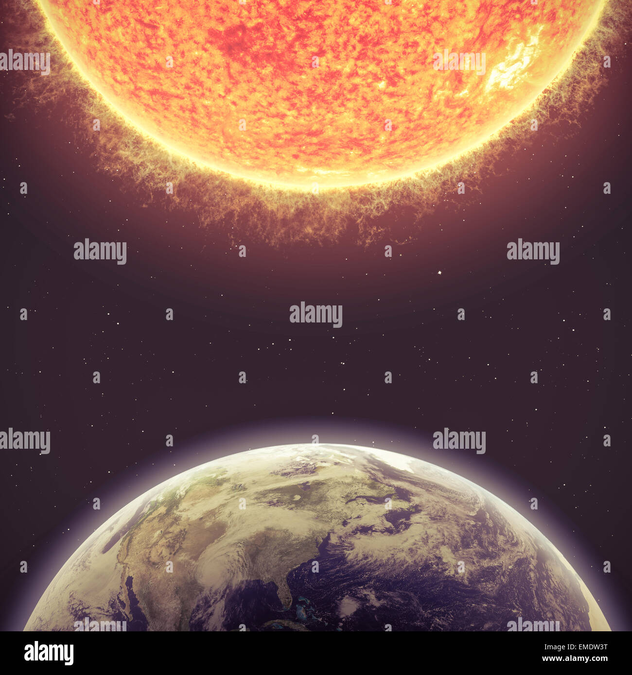 Earth and Sun. Elements of this image furnished by NASA Stock Photo - Alamy