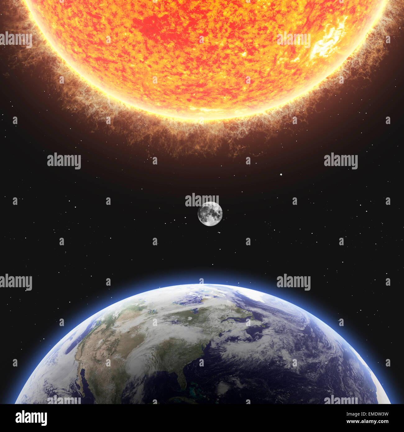 Earth and Sun. Elements of this image furnished by NASA Stock Photo - Alamy