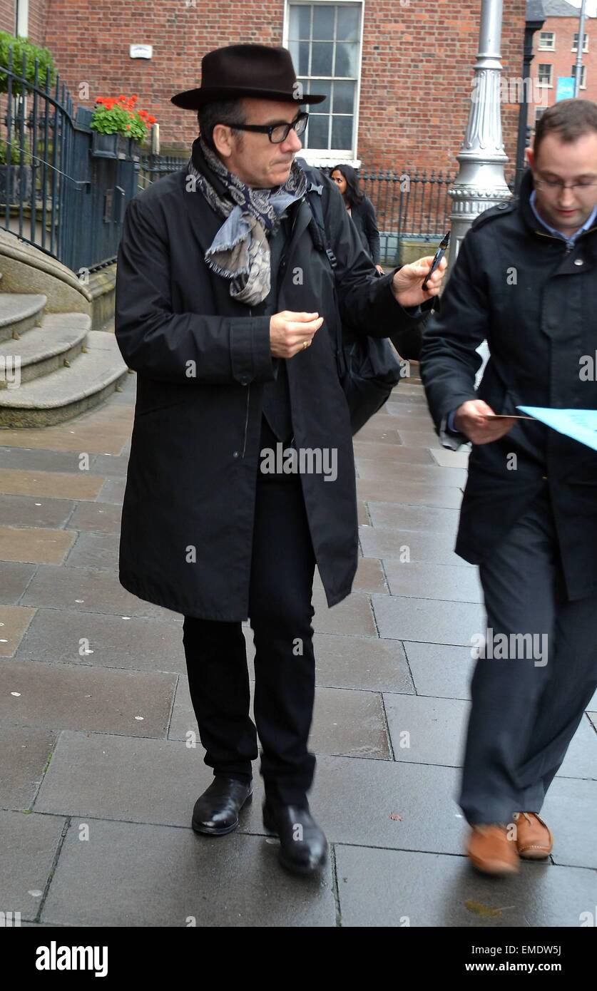 Singer Elvis Costello seen leaving The Merrion Hotel and walking to his ...