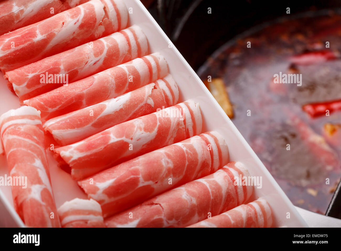 fresh mutton for hot pot,chinese food Stock Photo - Alamy
