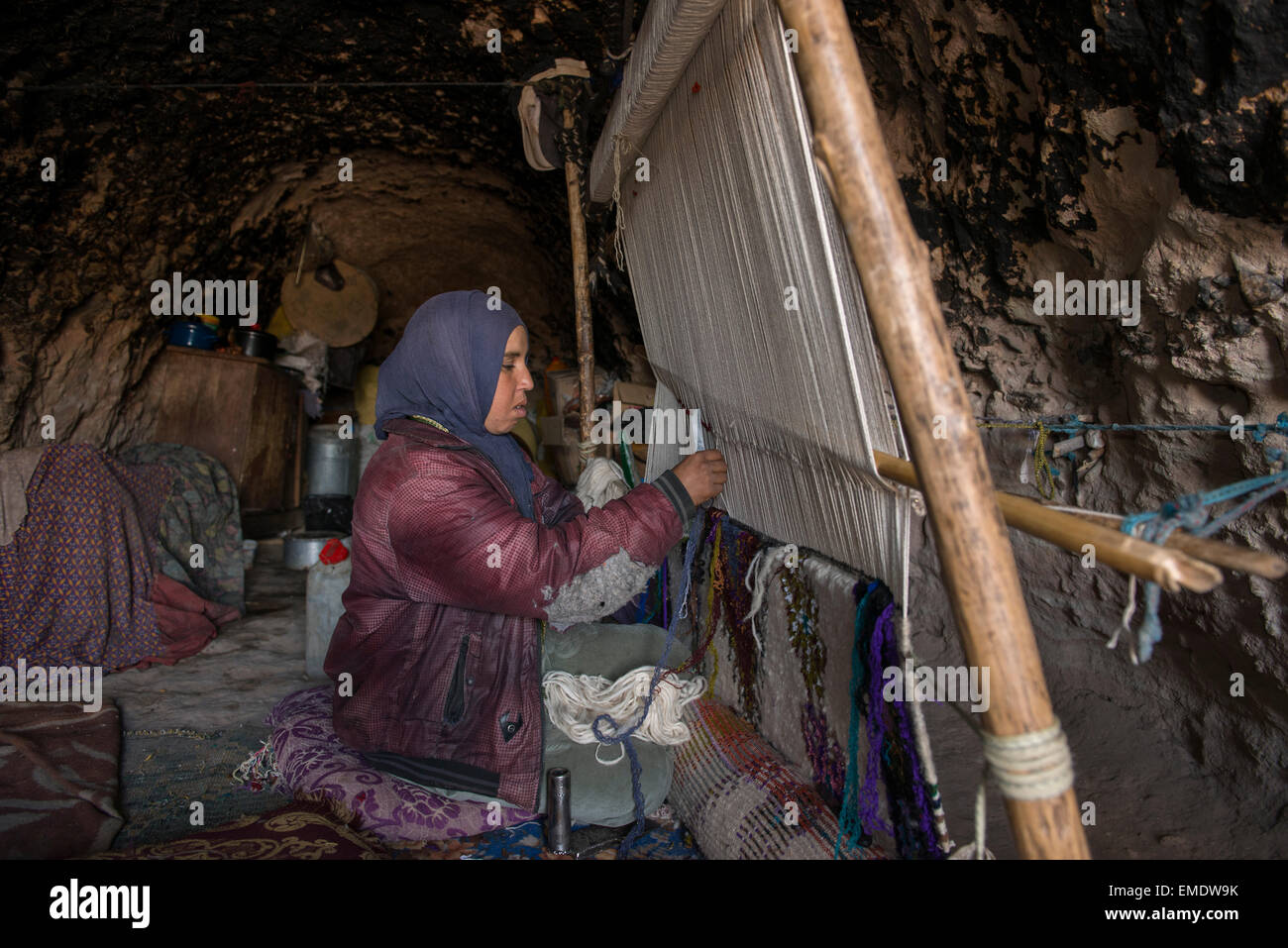 Nomadic Berber, living in caves in the central High Atlas Mountains ...