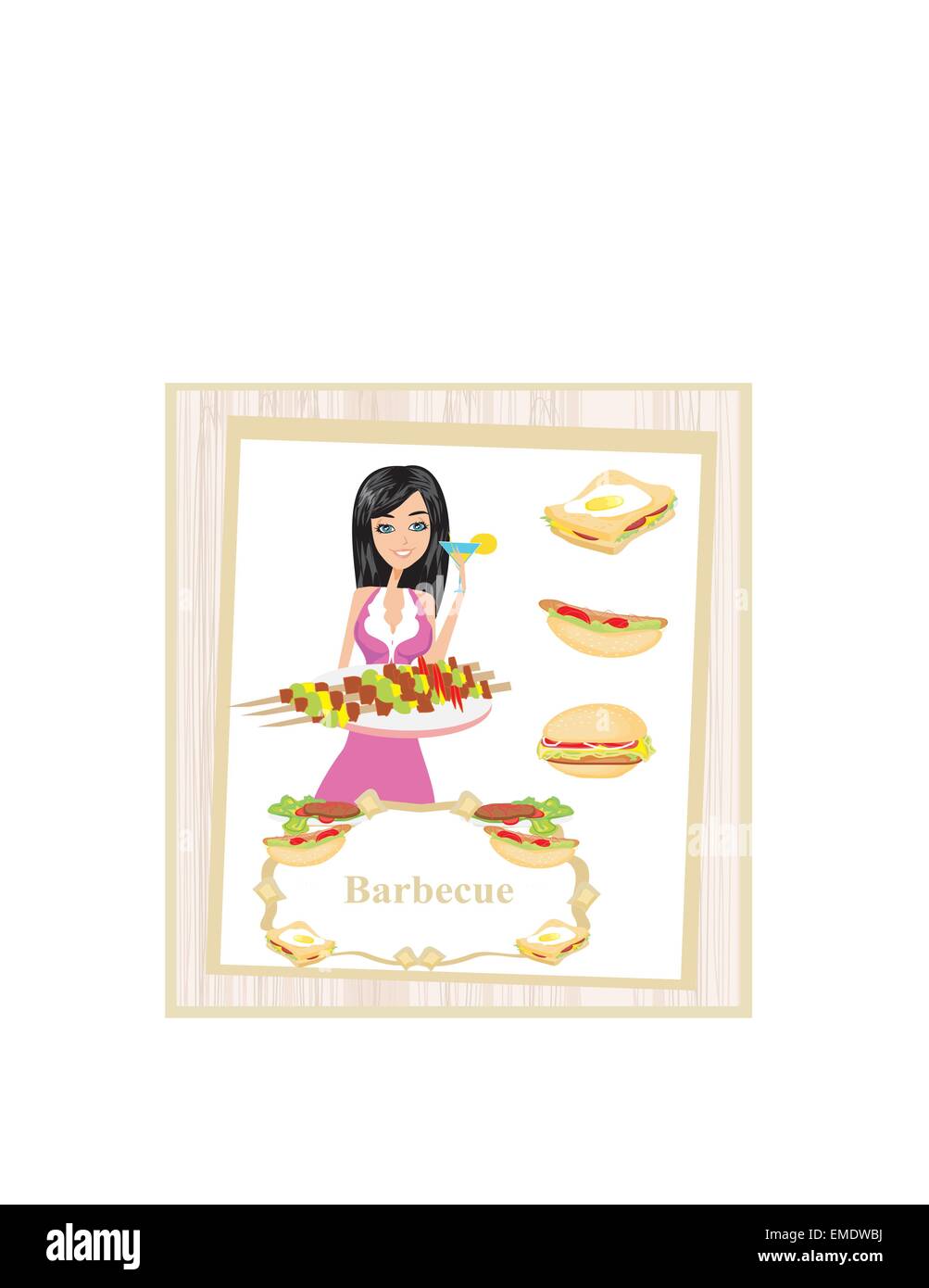 Barbecue girl Stock Vector Images - Alamy