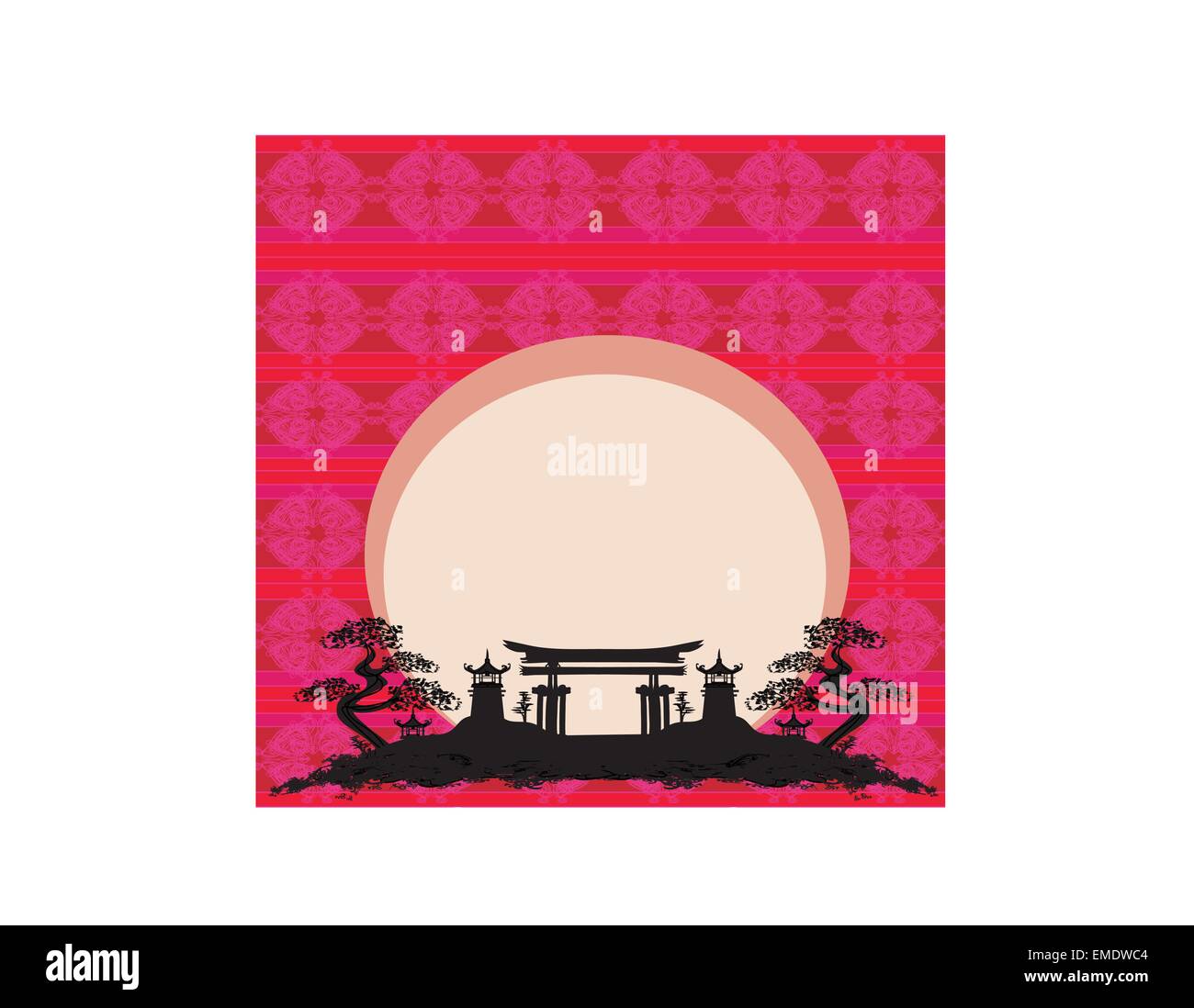 Abstract card asian buildings vintage frame hi-res stock photography ...