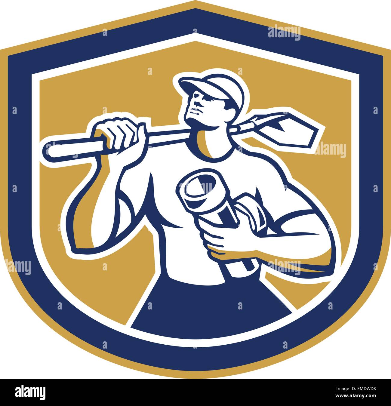 Construction worker holding shovel Stock Vector Images - Alamy