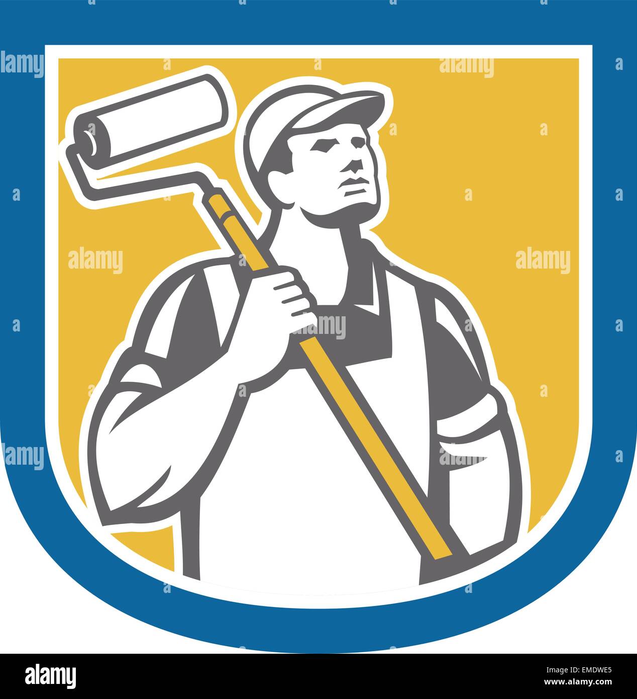 House Painter Holding Paint Roller Shield Stock Vector Image & Art - Alamy