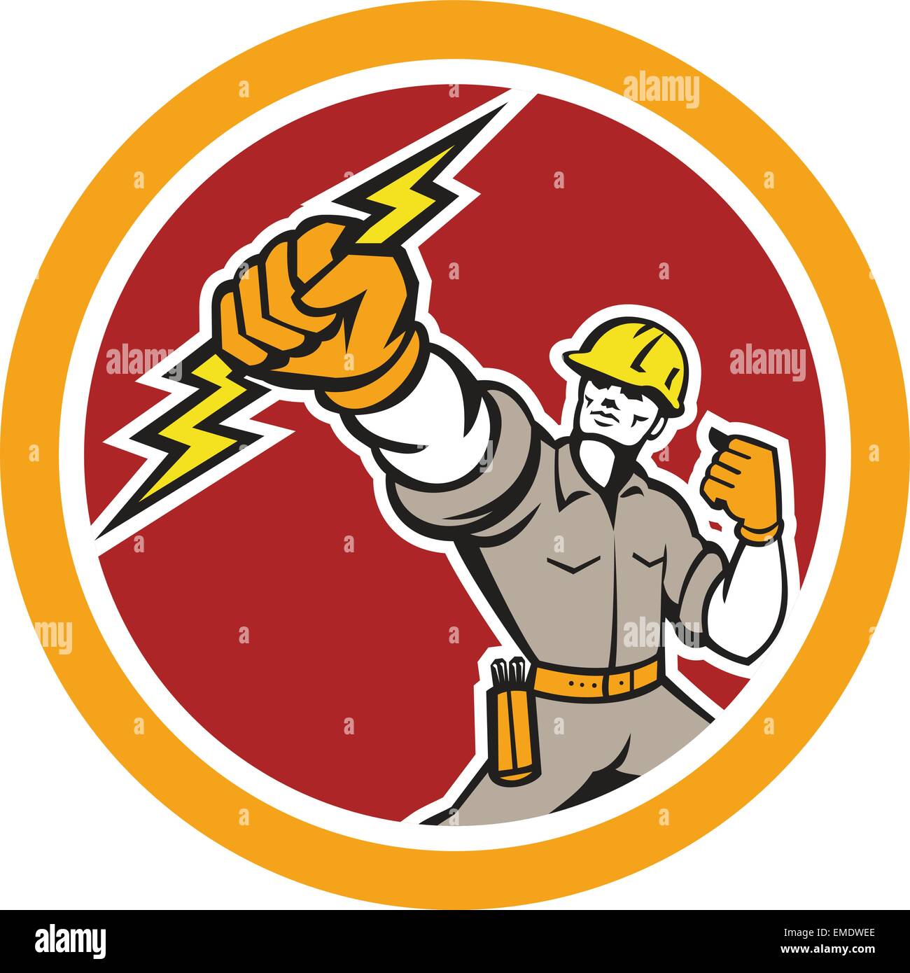 Electrician Wielding Lightning Bolt Circle Retro Stock Vector Image ...