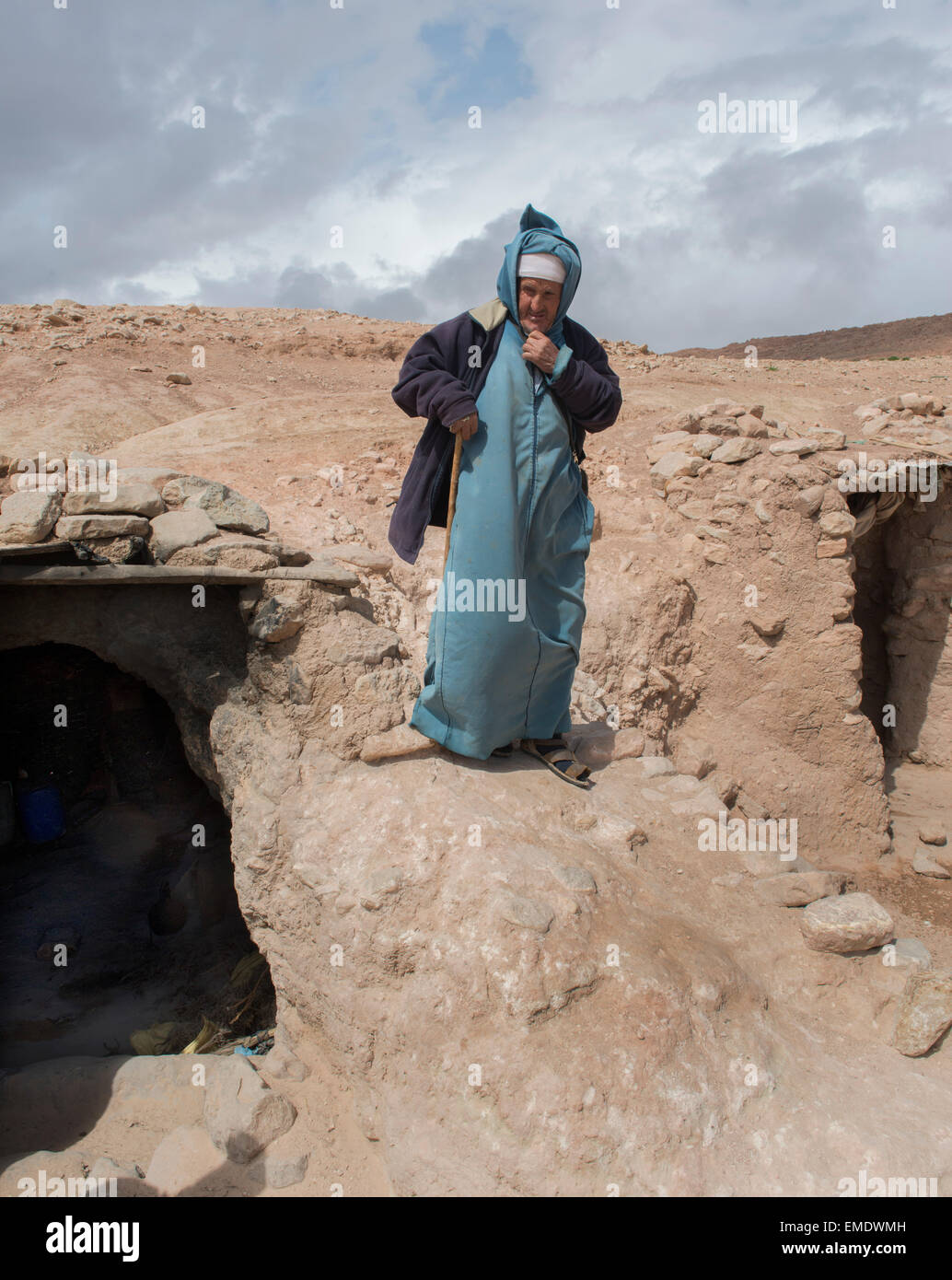 Nomadic Berber, living in caves in the central High Atlas Mountains ...