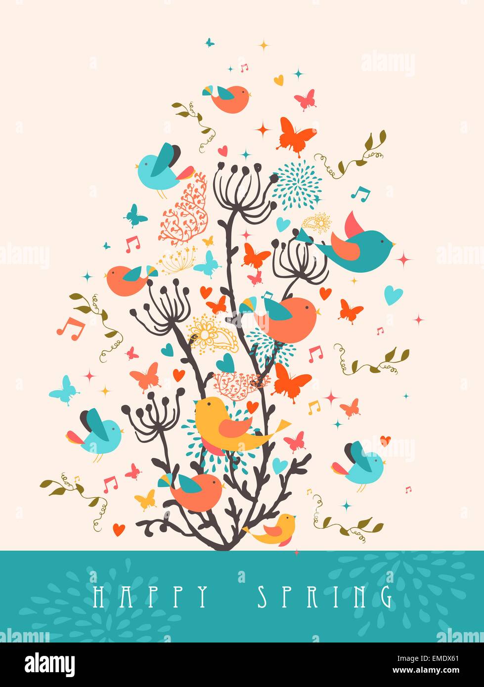 Happy Spring greeting card illustration Stock Vector Image & Art - Alamy