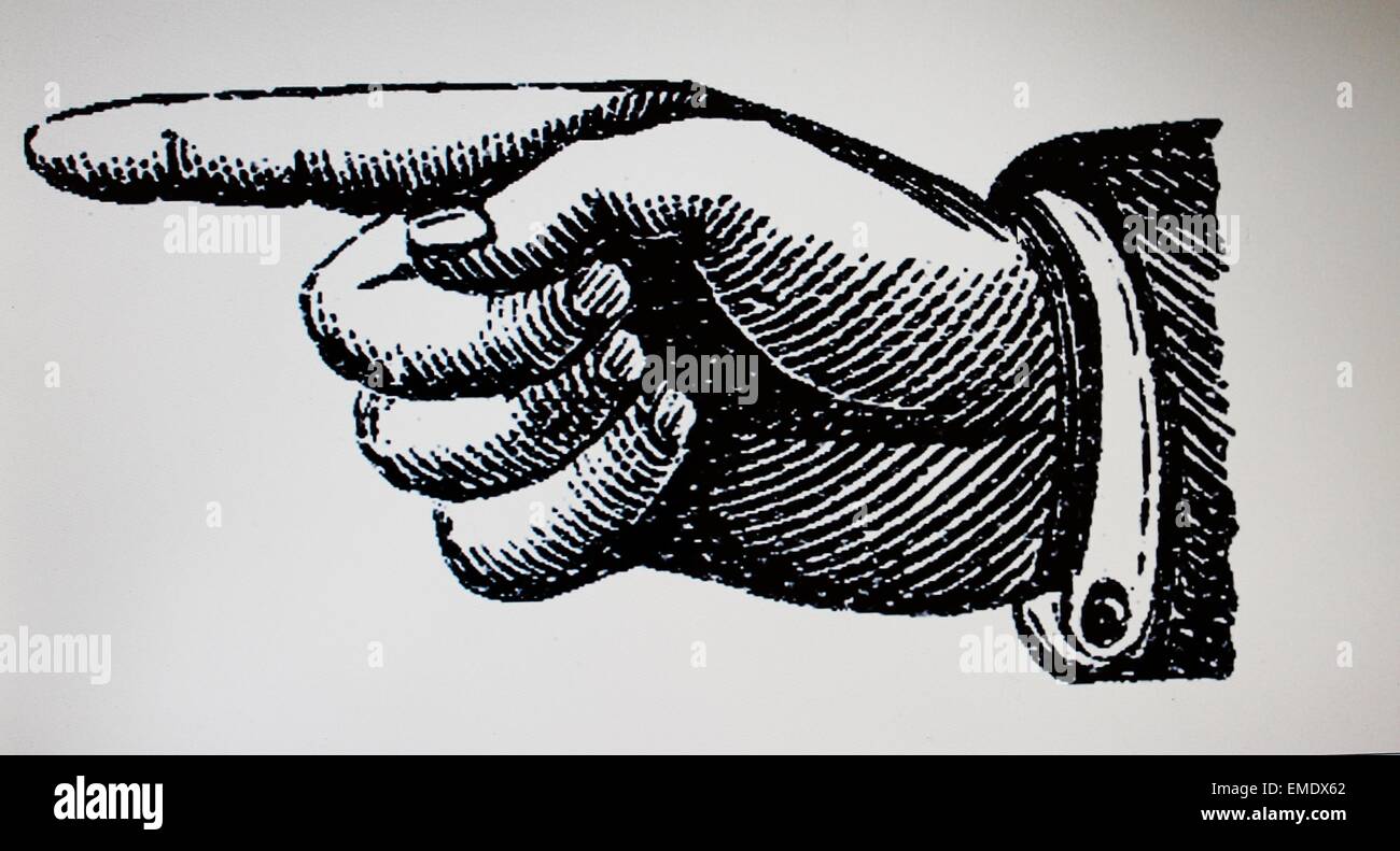 retro vintage hand point sign directing left Stock Photo - Alamy