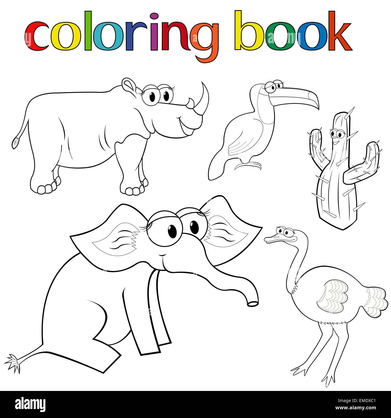 Elephant rhinoceros drawing animals hi-res stock photography and images ...