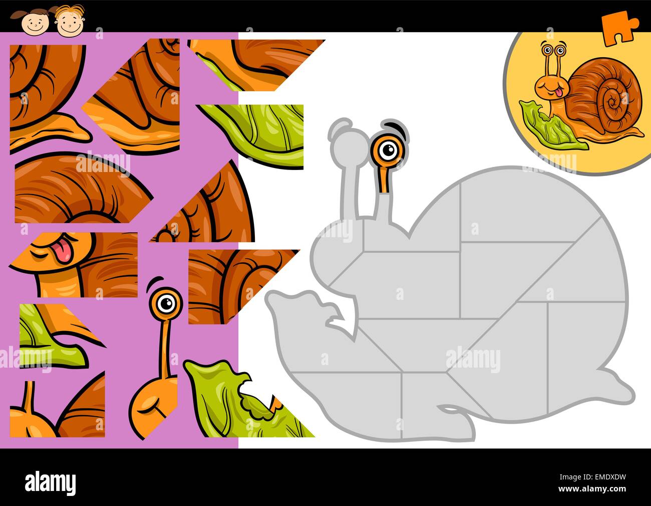 cartoon snail jigsaw puzzle game Stock Vector Image & Art - Alamy