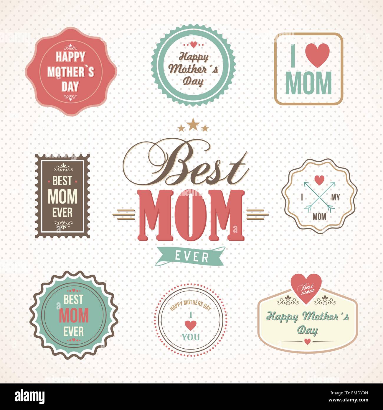 Happy Mothers Day Labels And Icons Set Stock Vector Image And Art Alamy