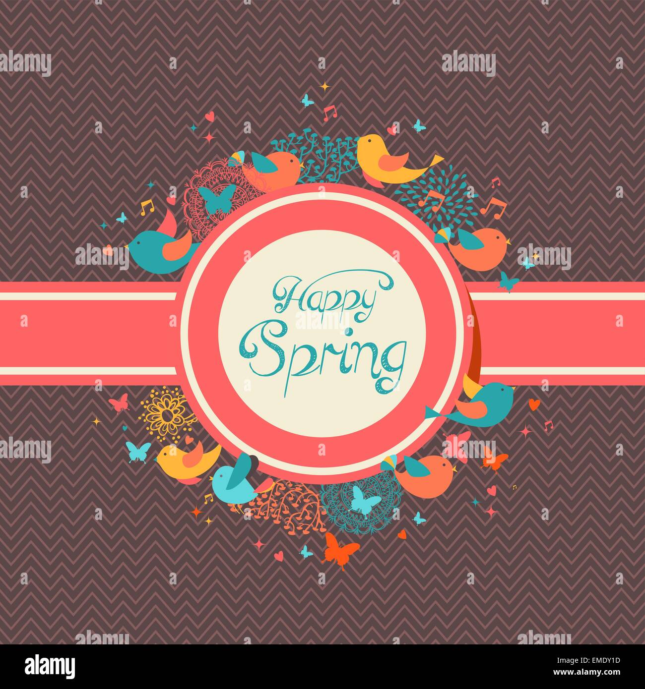 Happy Spring vintage label illustration Stock Vector Image & Art - Alamy