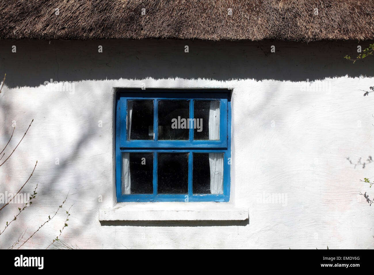 Thatched cottage window, Ballyare, Ramelton, Co. Donegal, Ireland Stock ...