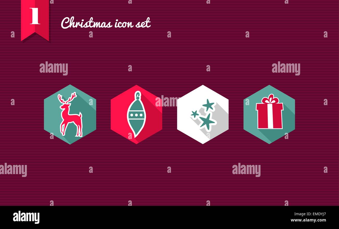 Merry Christmas flat icons set Stock Vector Image & Art - Alamy