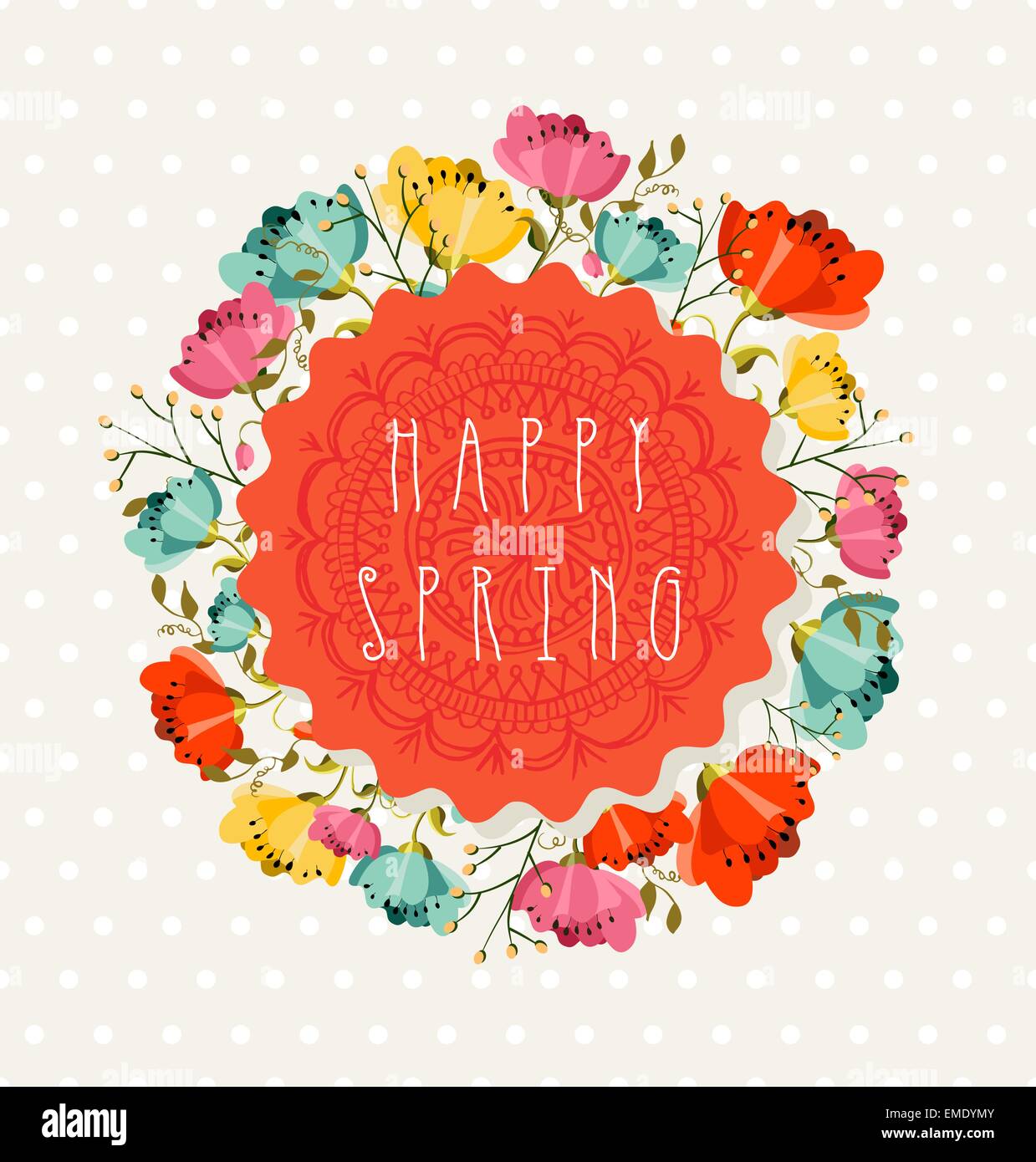 Happy Spring flower postcard Stock Vector Image & Art - Alamy