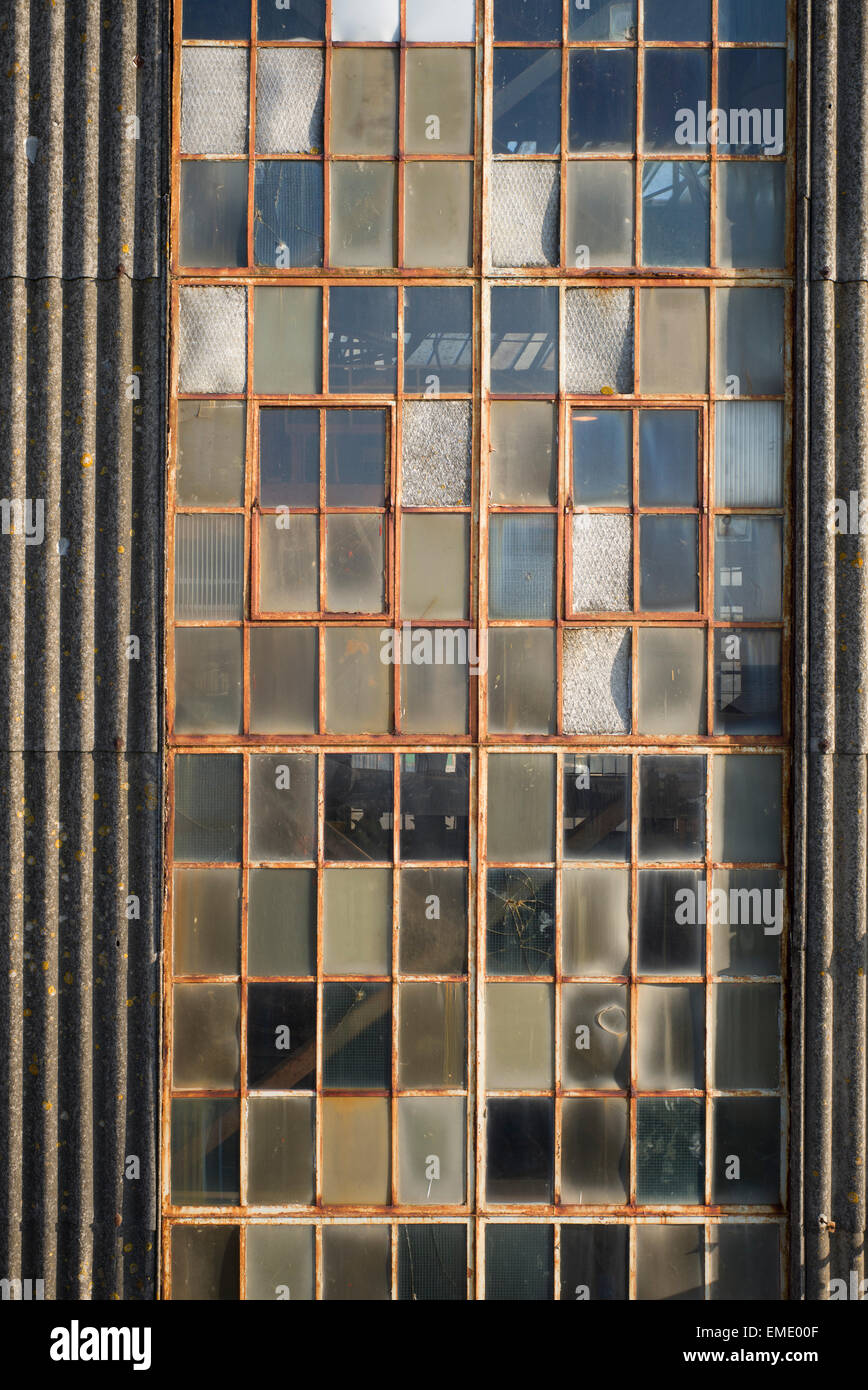 Rusty window frames in old factory, Hastings, UK Stock Photo - Alamy