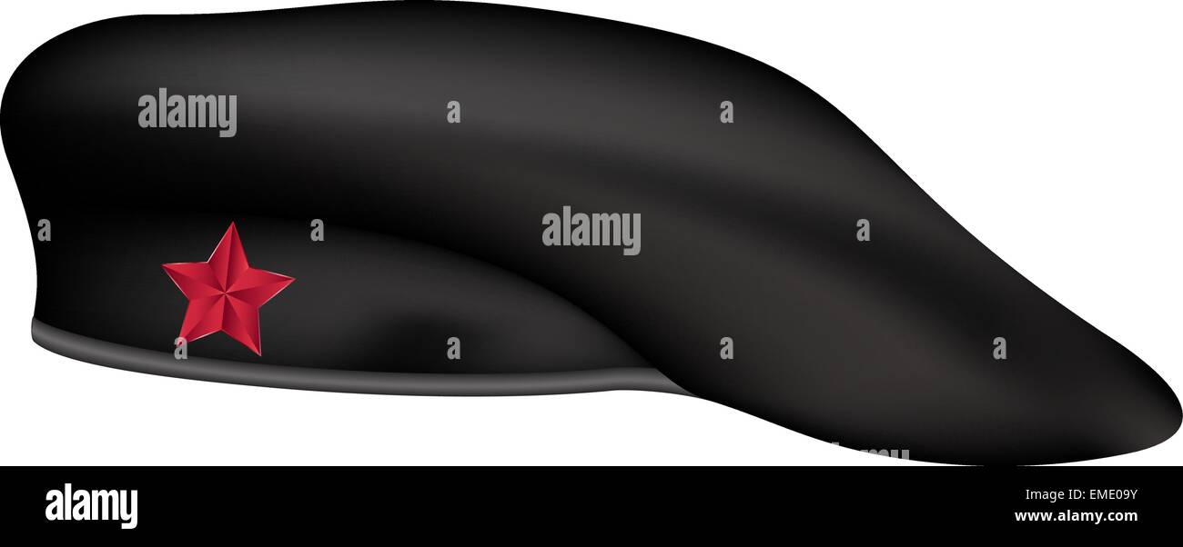 Military beret in black design with red star Stock Vector Image & Art ...