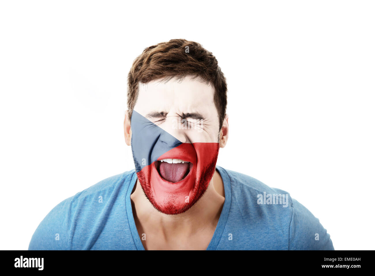 Man with Czech Republic flag on face Stock Photo - Alamy