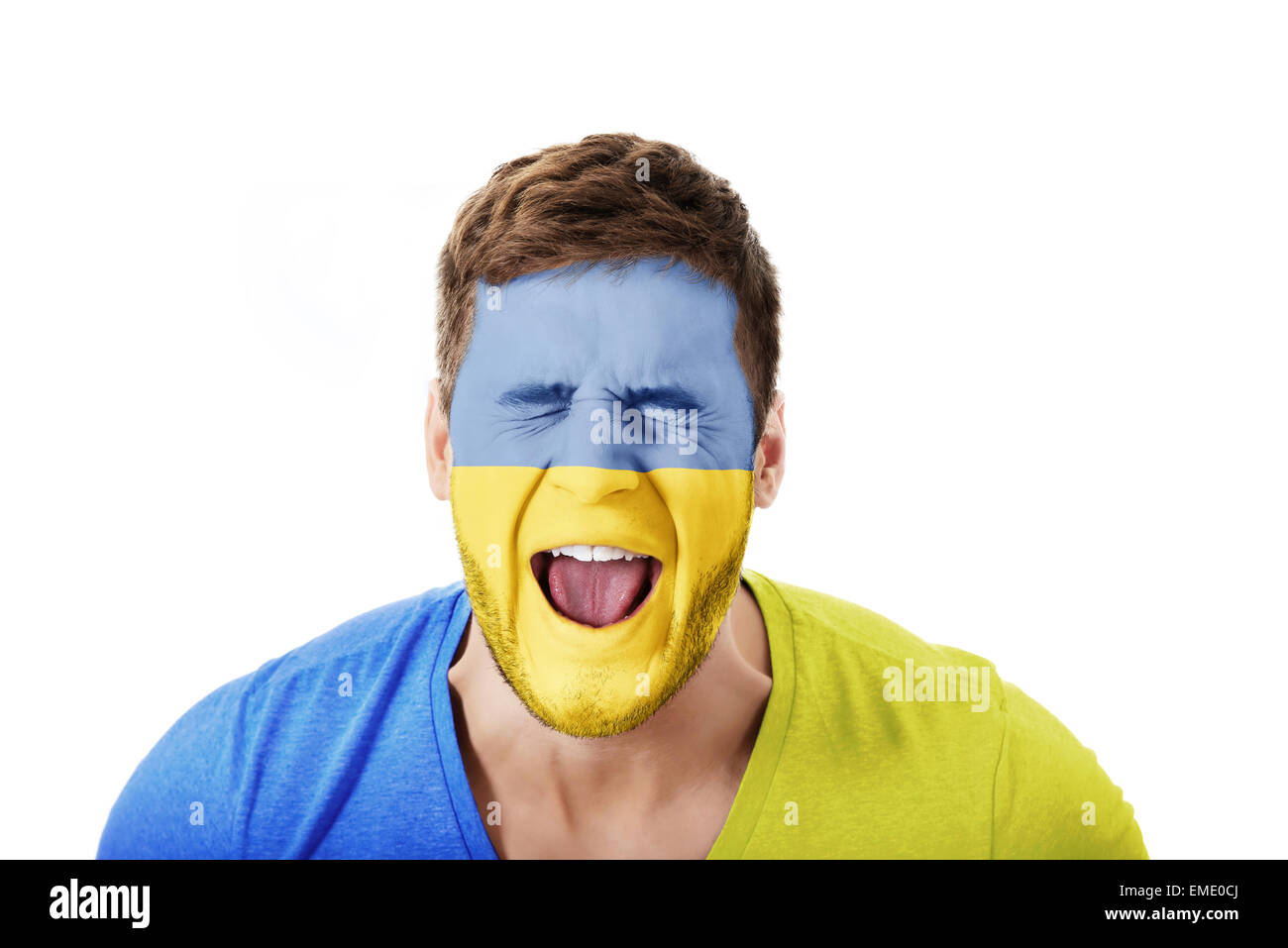 Ukraine flag and face hi-res stock photography and images - Alamy