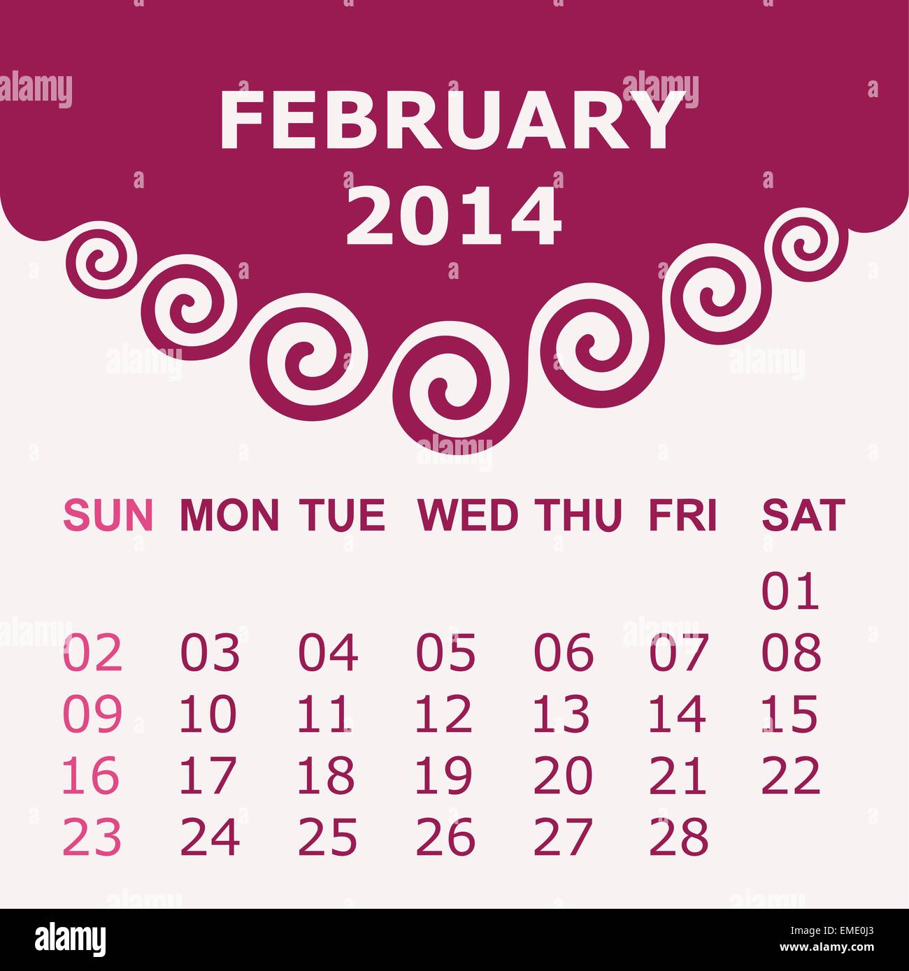 February calendar illustration Stock Vector Images - Alamy