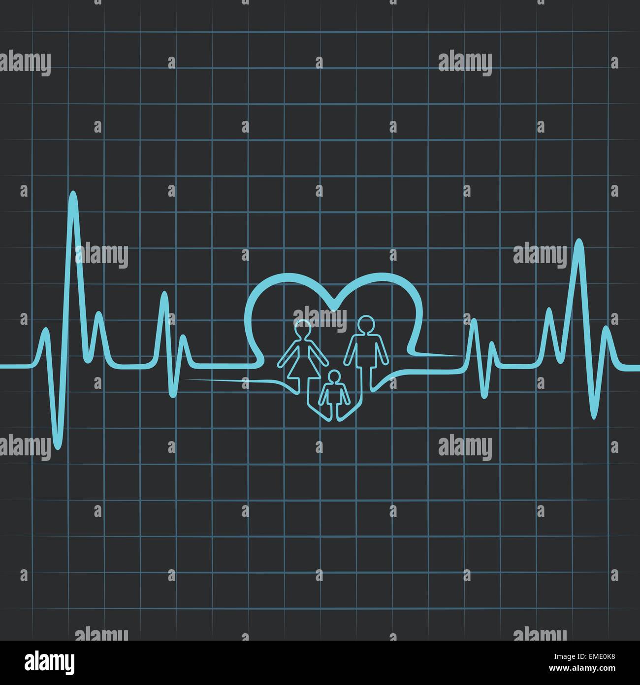 Heartbeat make family and heart symbol Stock Vector Image & Art - Alamy