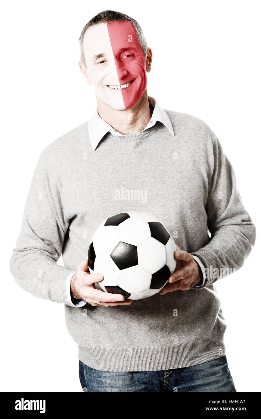 Mature man with Malta flag on face Stock Photo - Alamy