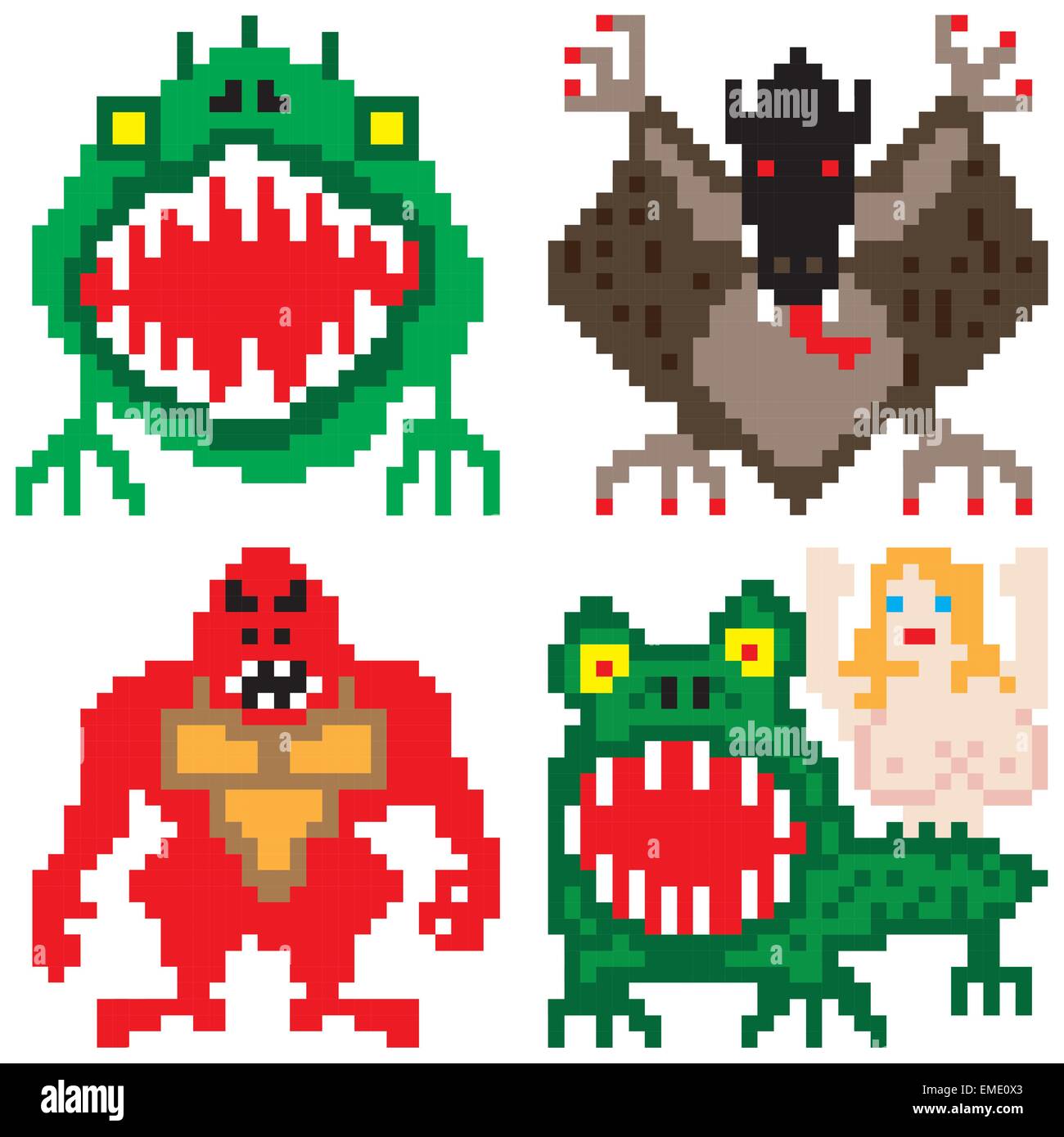 terror horror worse nightmare monsters pixel art Stock Vector Image ...