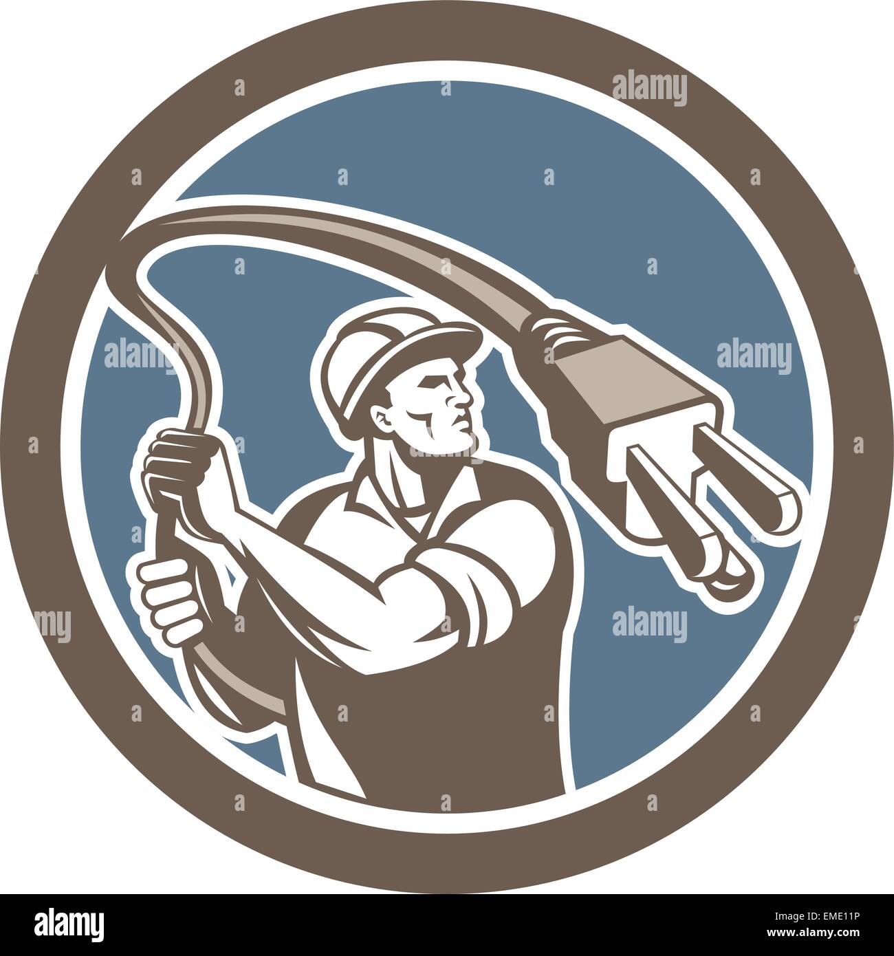 Electrician Holding Electric Plug Lasso Retro Stock Vector Image & Art ...