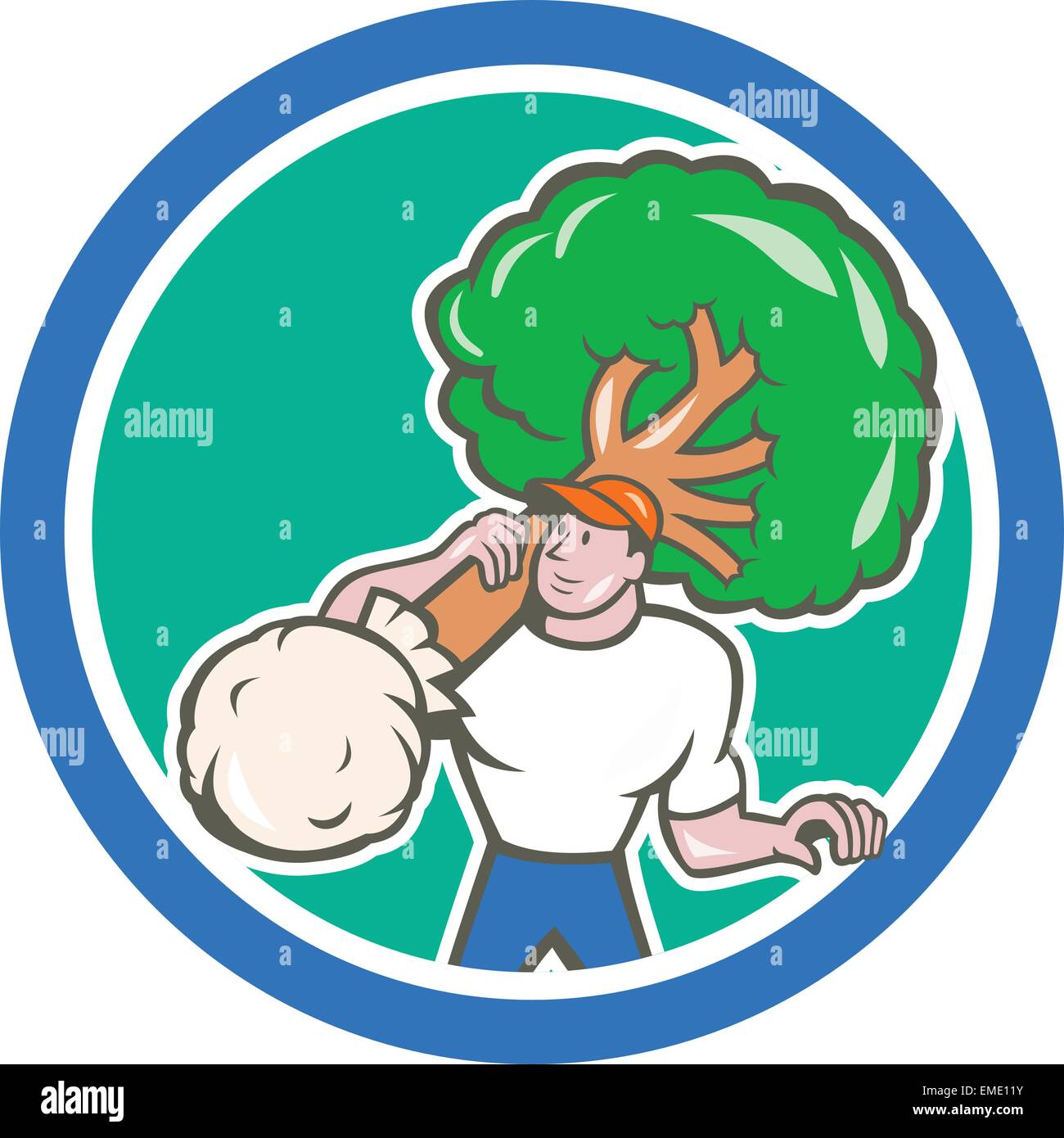 Gardener Arborist Carrying Tree Cartoon Stock Vector Image & Art - Alamy