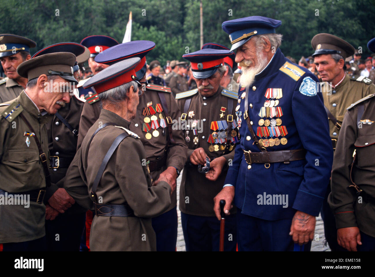 Russian Don Cossacks gather during a blessing at the Ascension Cathedral in Novocherkassk ...