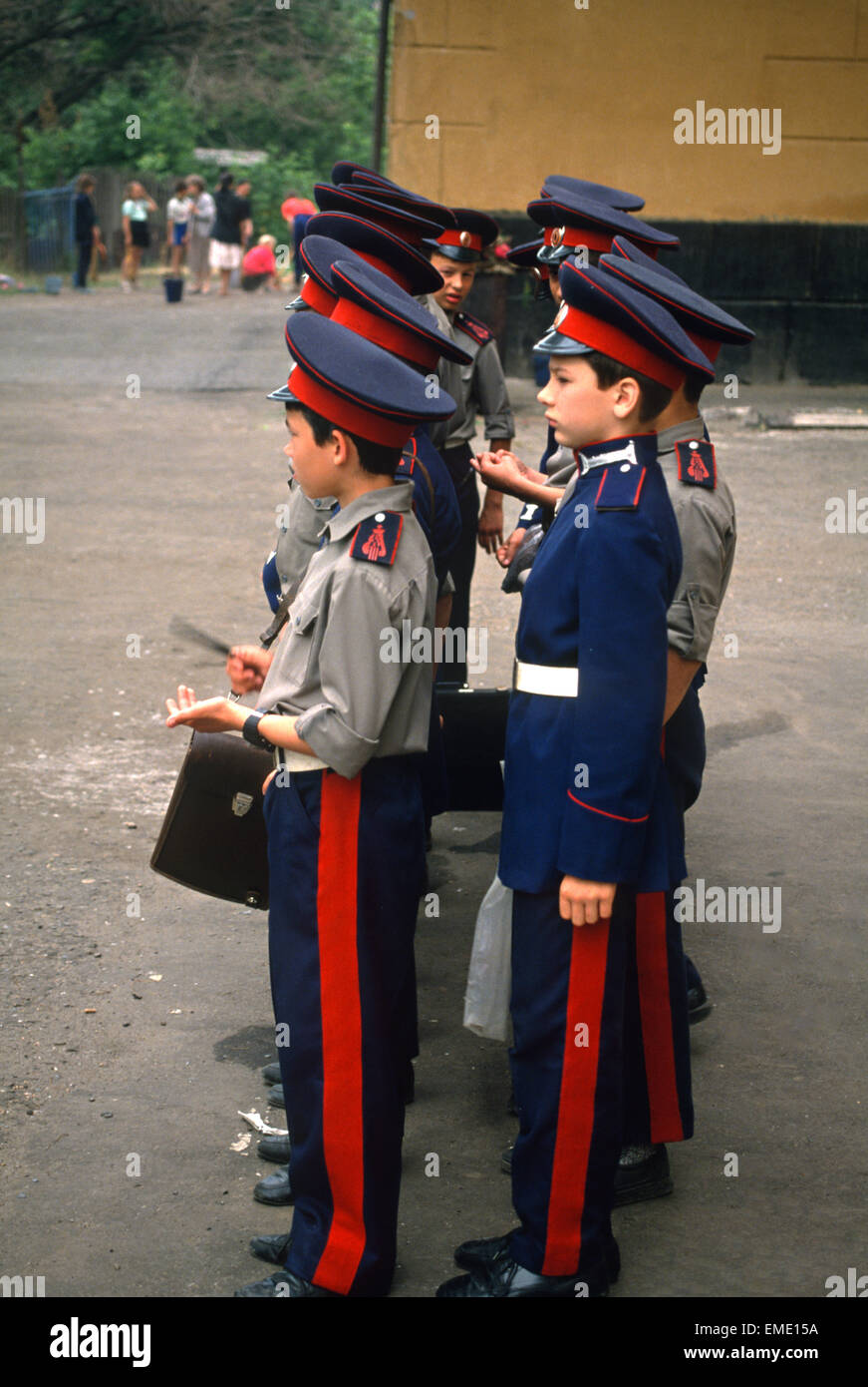 Young Russian Don Cossacks have their uniforms inspected before ...